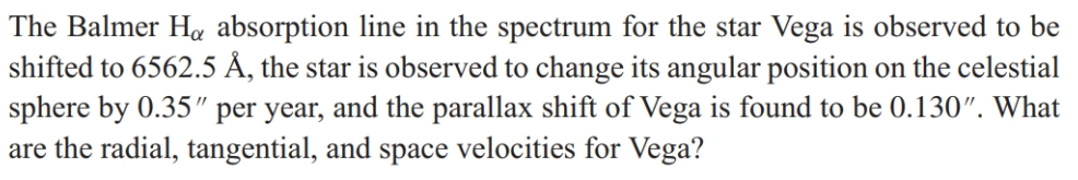 Solved The Balmer Hą absorption line in the spectrum for the | Chegg.com