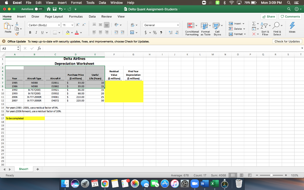 Solved Excel File Edit View Insert Format Tools Data Window | Chegg.com