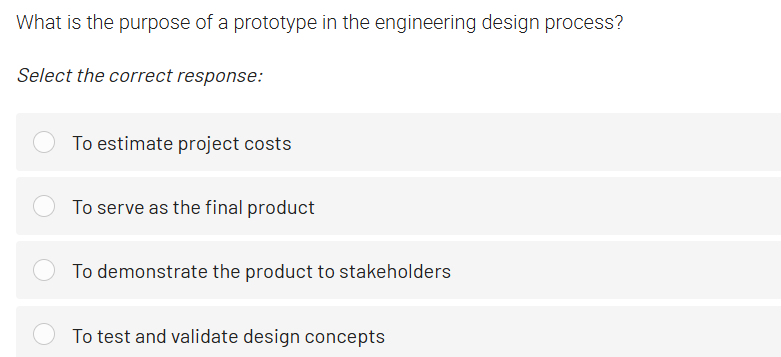 Solved What is the purpose of a prototype in the engineering | Chegg.com