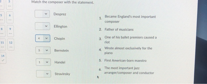 Match the composer with the statement. Desprez 1. | Chegg.com