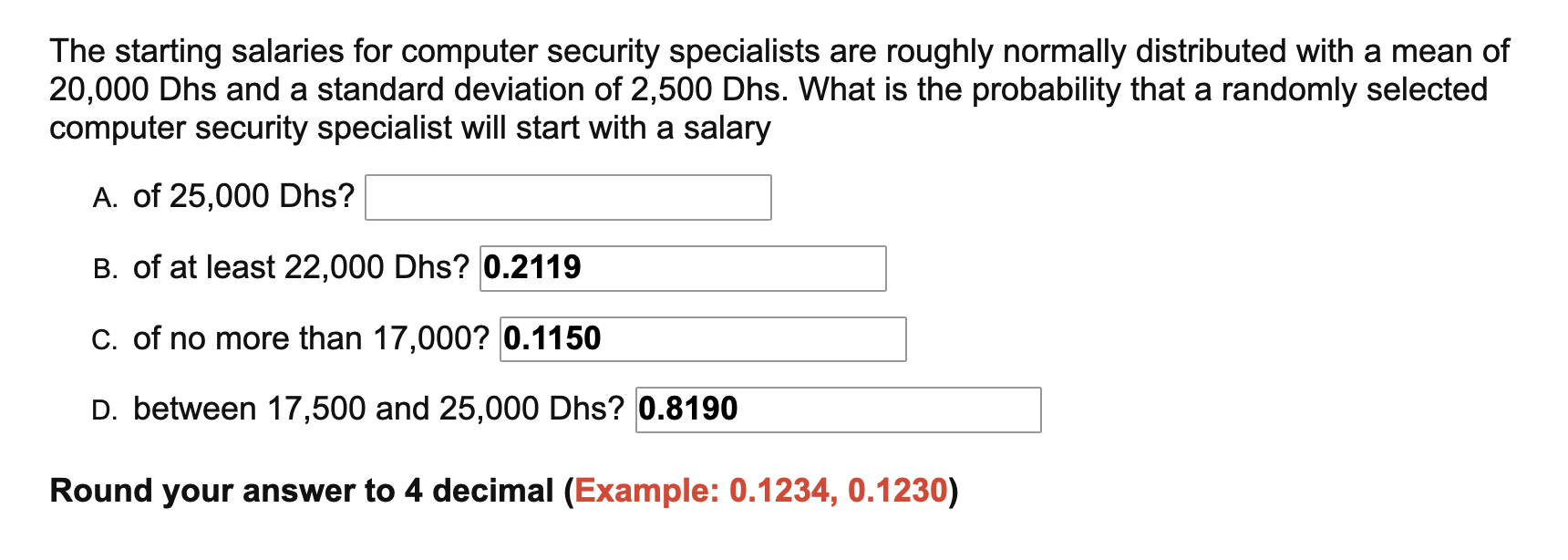 Solved The starting salaries for computer security | Chegg.com