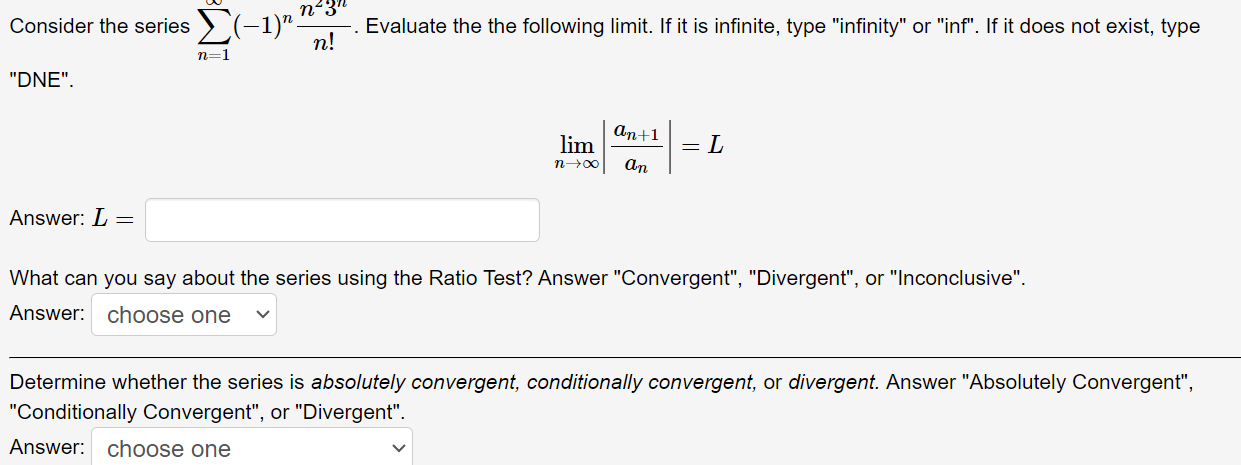 Solved Consider the series \\( \\sum_{n=1}^{\\infty}(-1)^{n} | Chegg.com
