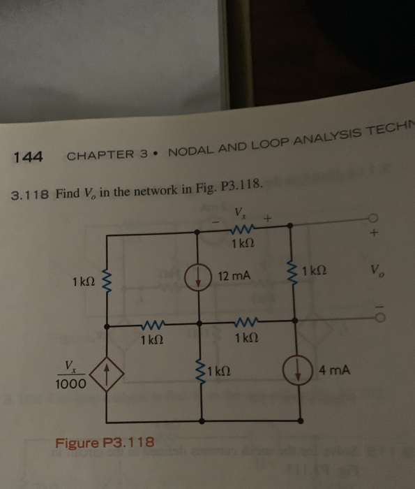 Solved 144 CHAPTER 3. NODAL AND LOOP ANALYSIS TECHN 3.118 | Chegg.com