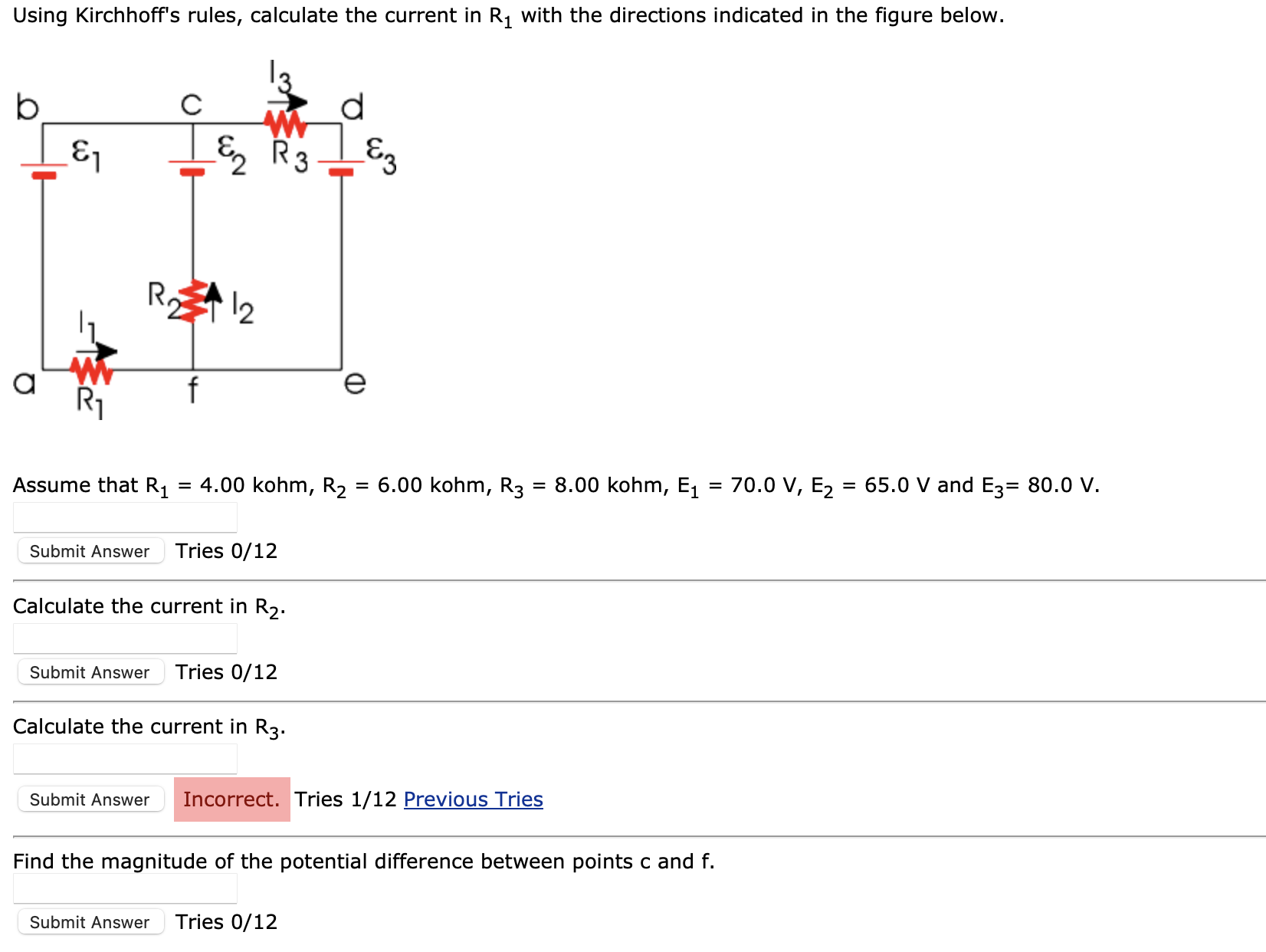 Solved Using Kirchhoff's rules, calculate the current in R1 | Chegg.com