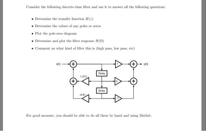 Solved Consider the following discrete-time filter and use | Chegg.com
