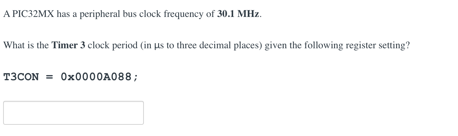 Solved A PIC32MX has a peripheral bus clock frequency of | Chegg.com
