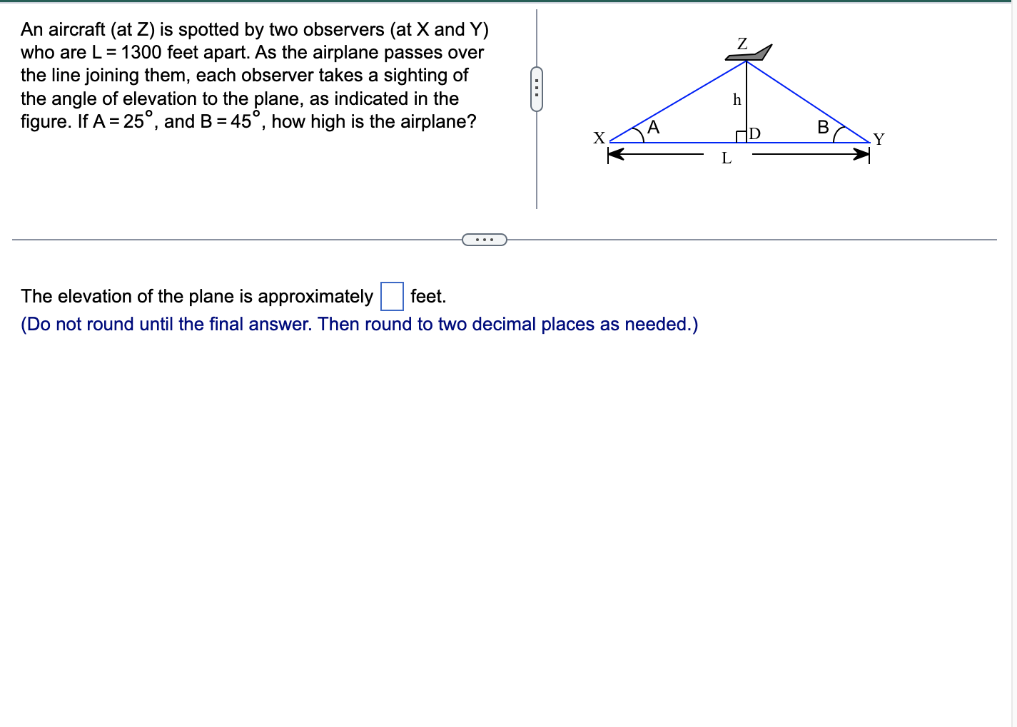 Solved An aircraft (at Z ) ﻿is spotted by two observers (at | Chegg.com