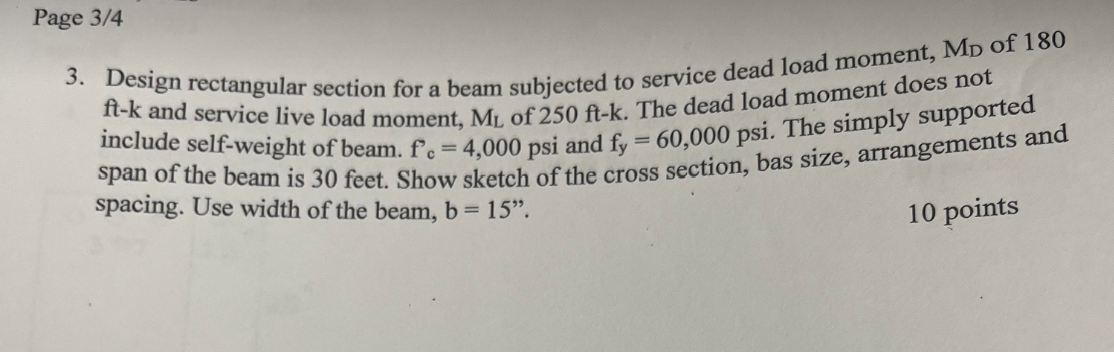 3. Design rectangular section for a beam subjected to | Chegg.com