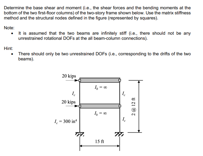 Solved Determine the base shear and moment (i.e., the shear | Chegg.com