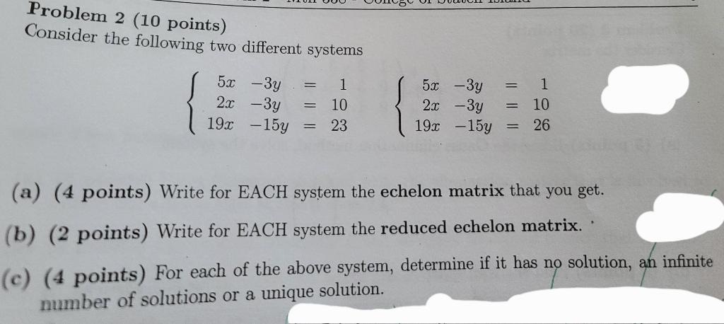 Solved Problem 2 (10 points) Consider the following two | Chegg.com