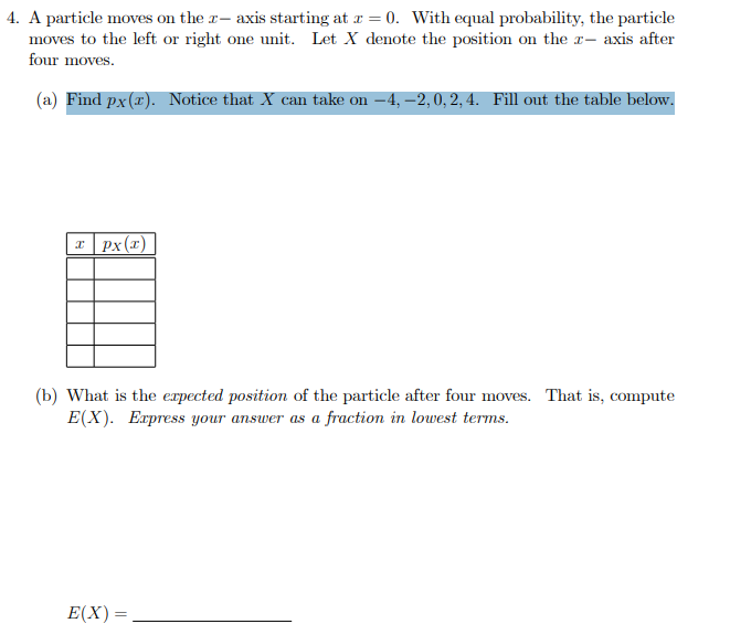Solved 4. A particle moves on the r- axis starting at x = 0. | Chegg.com
