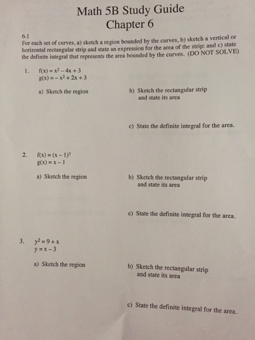 Solved Math 5B Study Guide Chapter 6 6.1 For each set of | Chegg.com