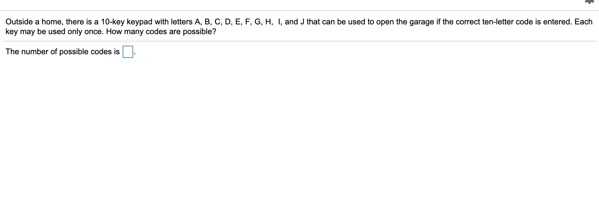 Solved Outside a home, there is a 10-key keypad with letters | Chegg.com