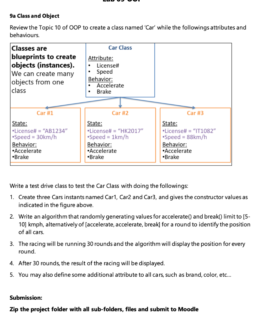Solved 9a Class and Object Review the Topic 10 of OOP to | Chegg.com