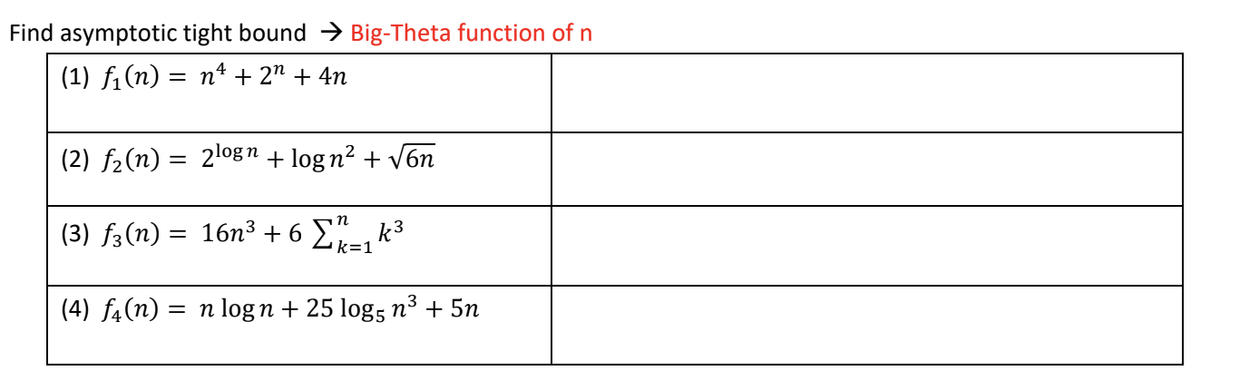 Solved Find asymptotic tight bound → Big-Theta function of n | Chegg.com