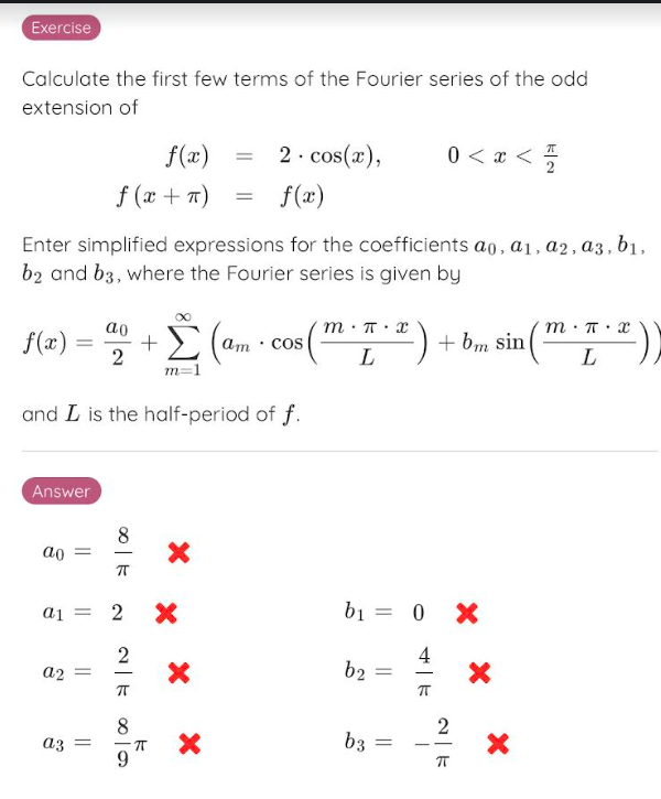 Solved Calculate the first few terms of the Fourier series | Chegg.com