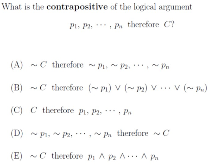 Solved What is the contrapositive of the logical argument | Chegg.com