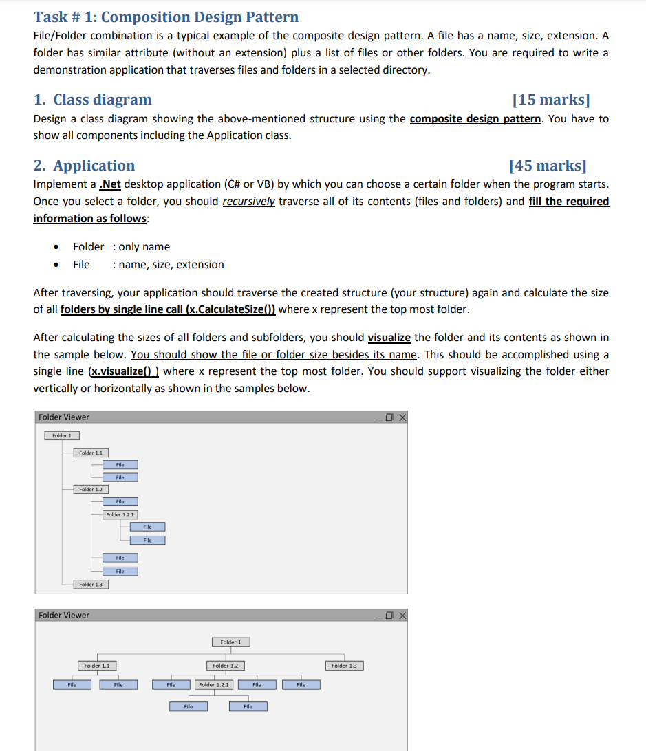 Solved Task \# 1: Composition Design Pattern File/Folder | Chegg.com