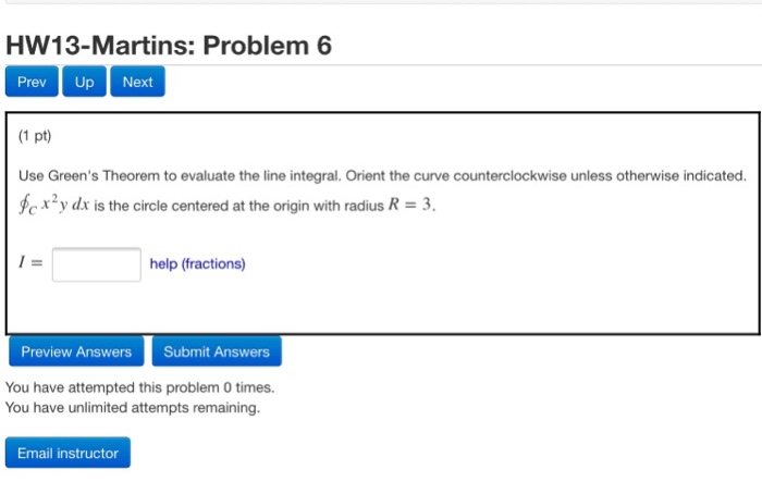 Solved HW13-Martins: Problem 6 Prev Up Next (1 pt) Use | Chegg.com