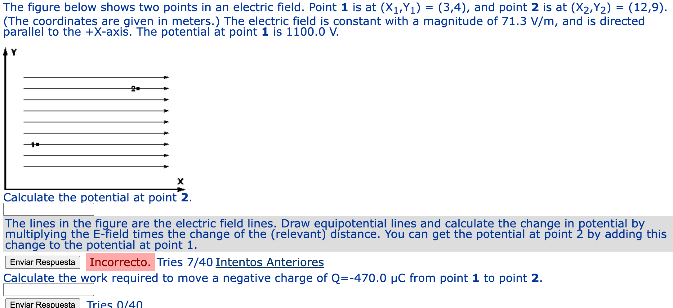 Solved The figure below shows two points in an electric | Chegg.com