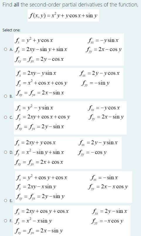Solved Find all the second-order partial derivatives of the | Chegg.com