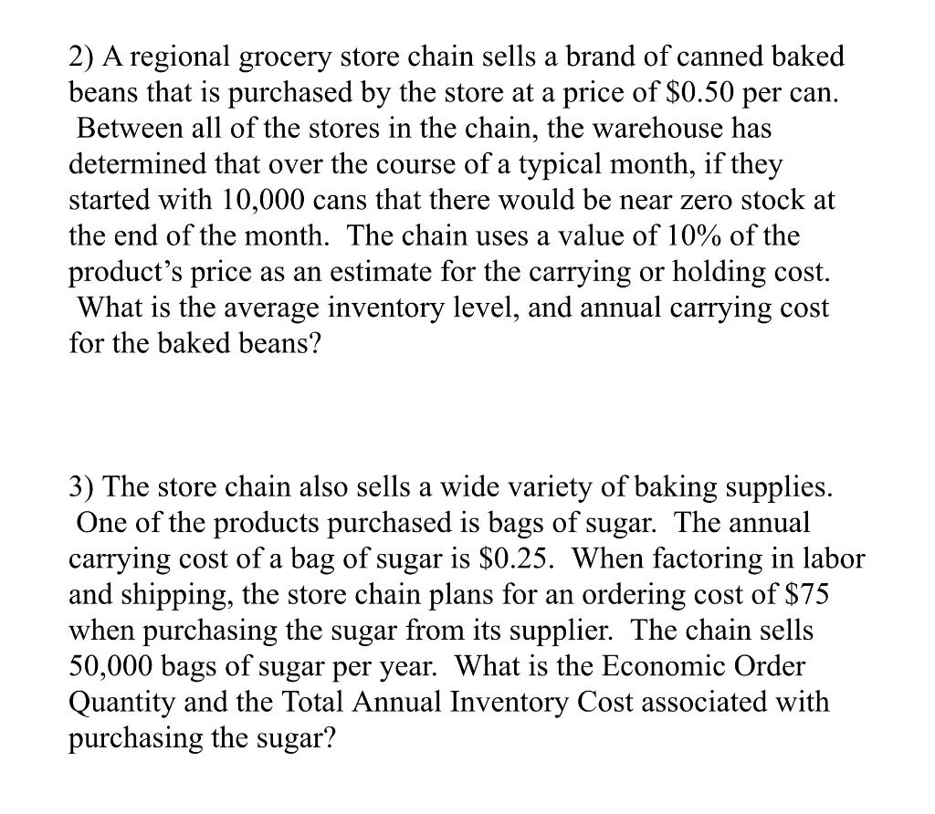 Solved 2) A regional grocery store chain sells a brand of | Chegg.com