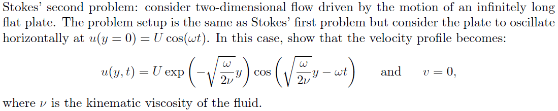 Solved Stokes' second problem: consider two-dimensional flow | Chegg.com