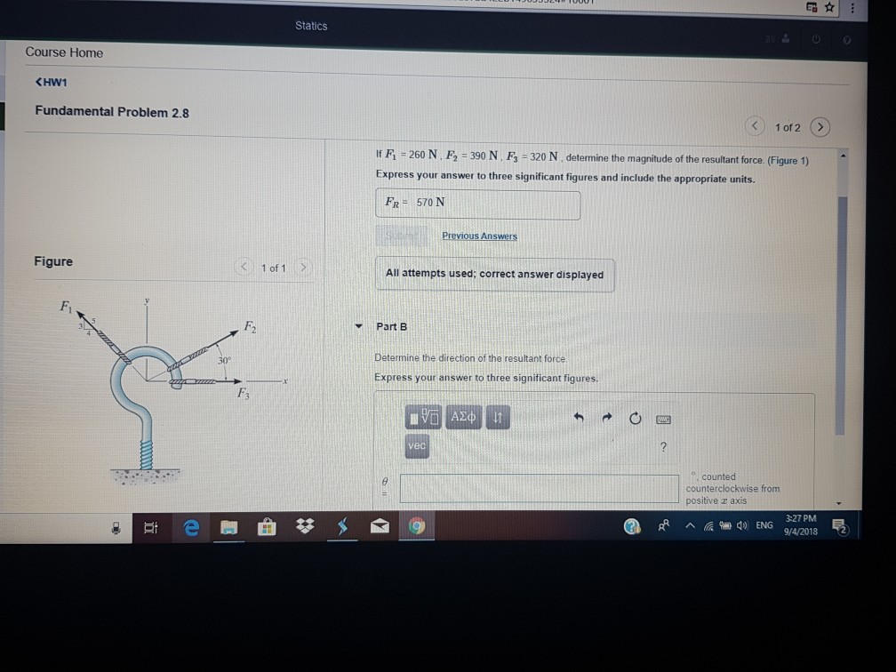 Solved Statics Course Home KHW1 Fundamental Problem 2.8 く) | Chegg.com