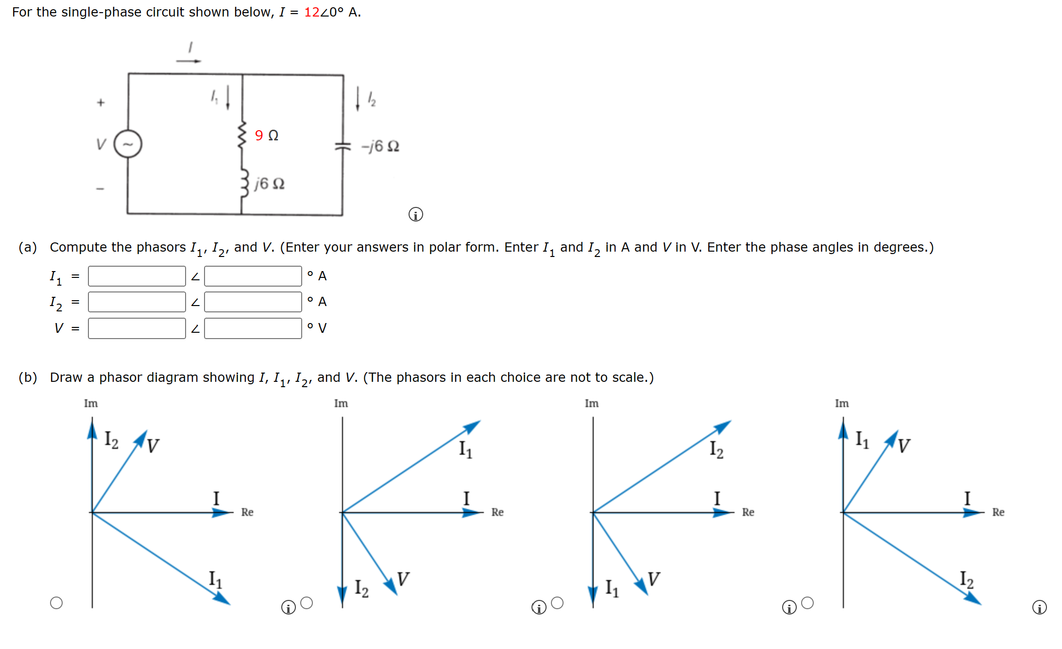Solved For the single-phase circuit shown below, I=12∠0∘A. | Chegg.com