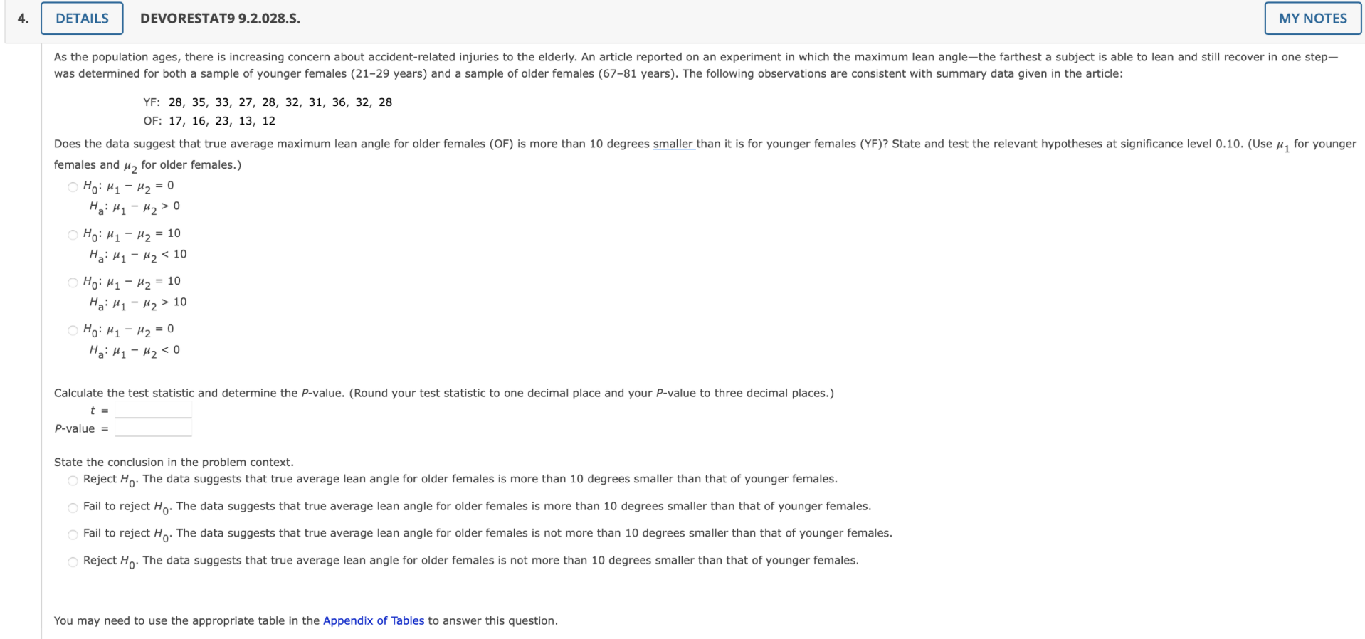 Solved YF: 28,35,33,27,28,32,31,36,32,28 OF: 17,16,23,13,12 | Chegg.com