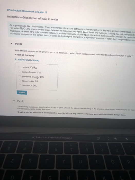Solved Pre-Lecture Homework Chapter 13 Animation-Dissolution | Chegg.com