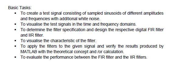 Design and Application of Digital Filters Aim • To | Chegg.com