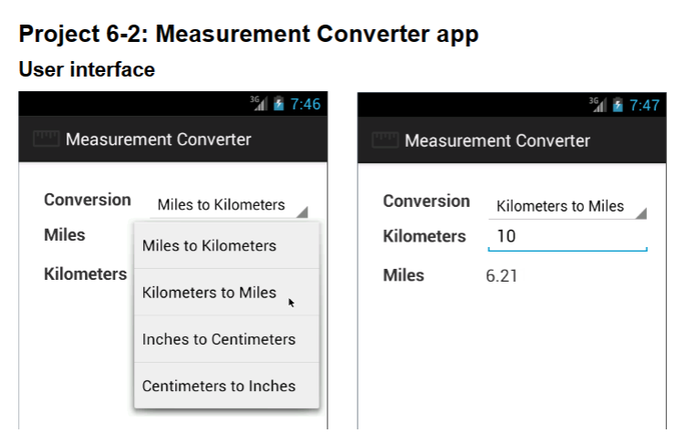 Project 6-2: Measurement Converter app User | Chegg.com