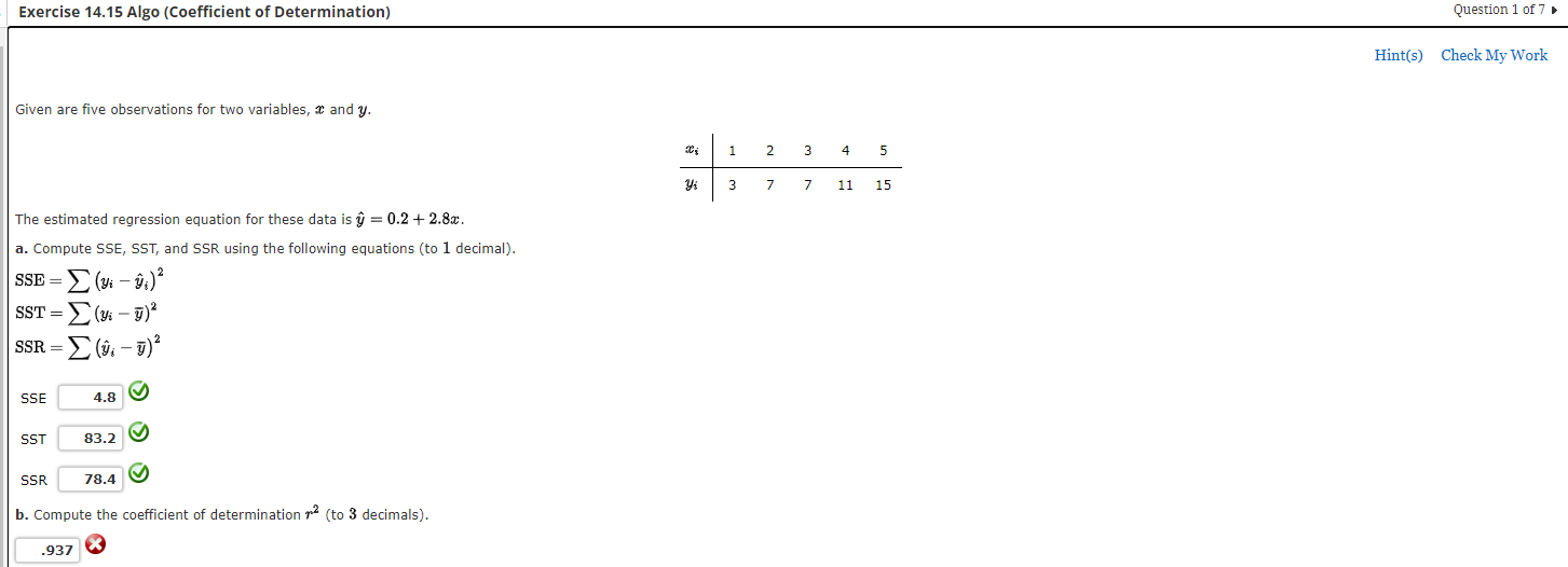 Solved Exercise 14.15 Algo (Coefficient of Determination) | Chegg.com
