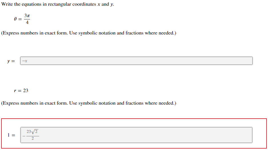 Solved Write the equations in rectangular coordinates x and | Chegg.com