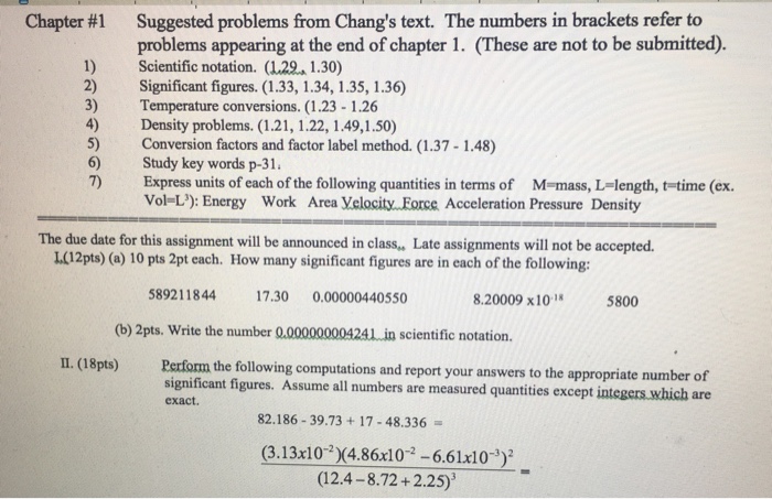 Solved Chapter #1 Suggested problems from Chang's text. The | Chegg.com