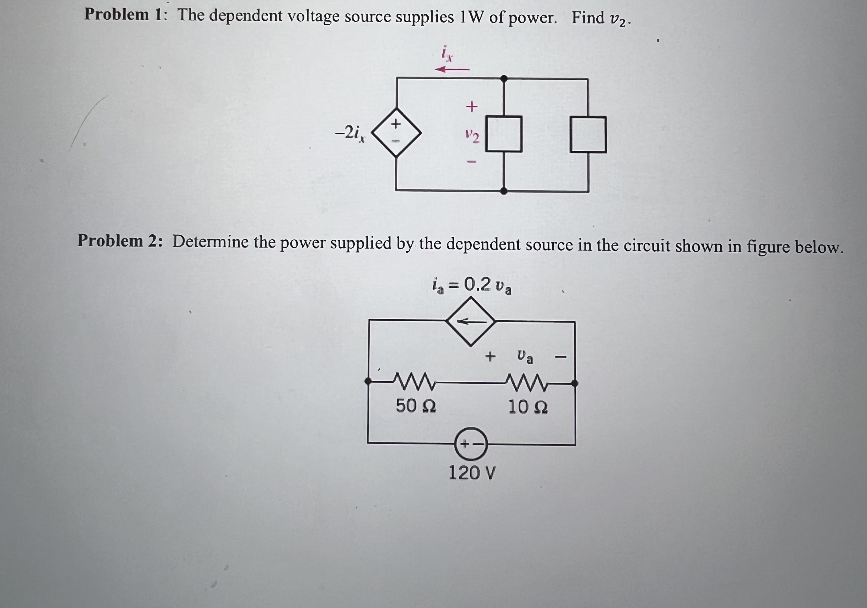 Solved Problem 1: The dependent voltage source supplies 1W | Chegg.com