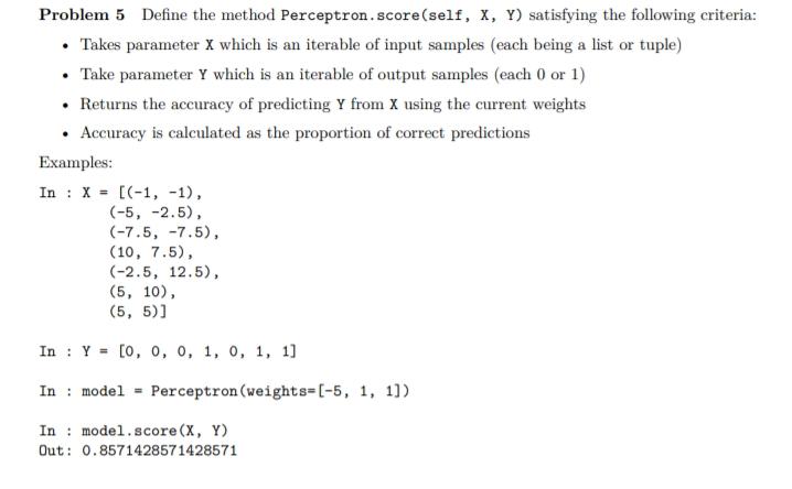 Solved Problem 1 A perceptron predicts output by calculating | Chegg.com