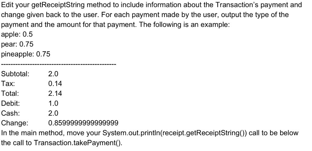 Solved Create the following method in the Receipt class | Chegg.com