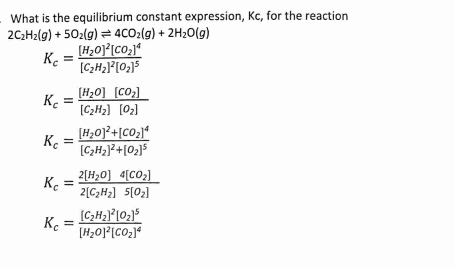 Solved What is ﻿the equilibrium constant expression, Kc , | Chegg.com