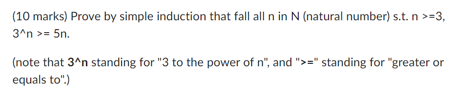 Solved (10 marks) Prove by simple induction that fall all n | Chegg.com
