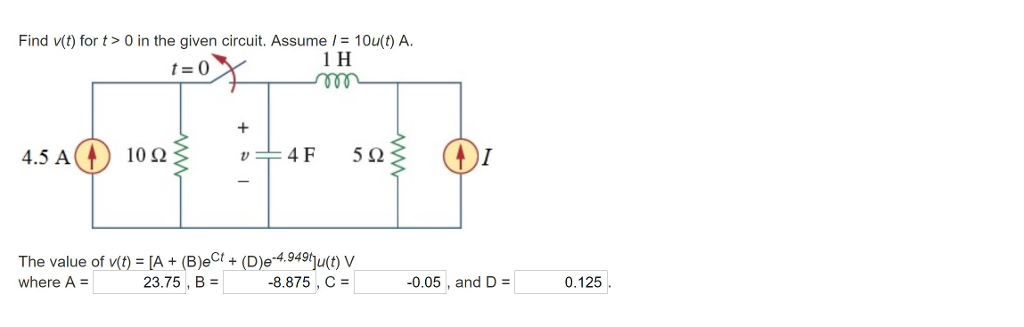 Solved Find v(t) for t> 0 in the given circuit. Assume | Chegg.com