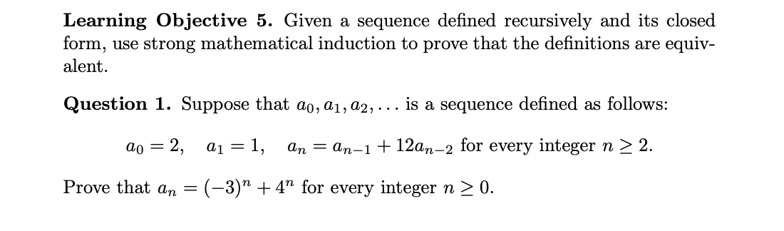 Solved Learning Objective 5. Given a sequence defined | Chegg.com