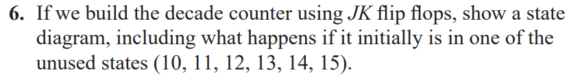Solved 6. If we build the decade counter using JK flip | Chegg.com