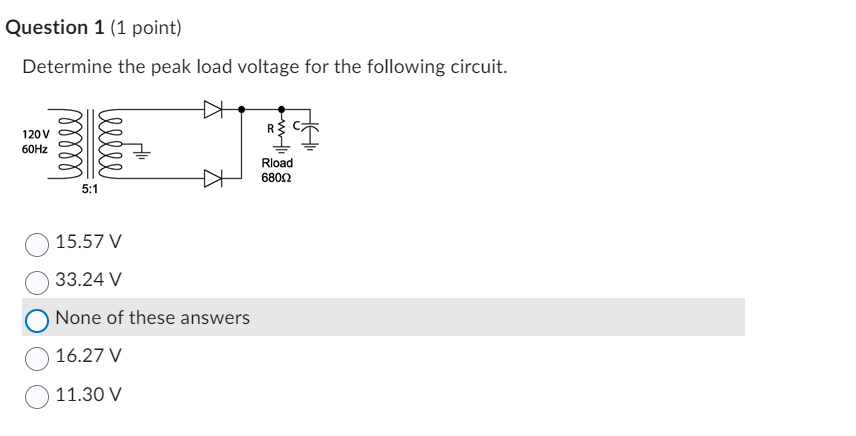 Solved Determine the peak load voltage for the following | Chegg.com