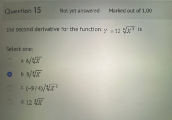 Solved the second derivative for the function: Y=12x34 | Chegg.com