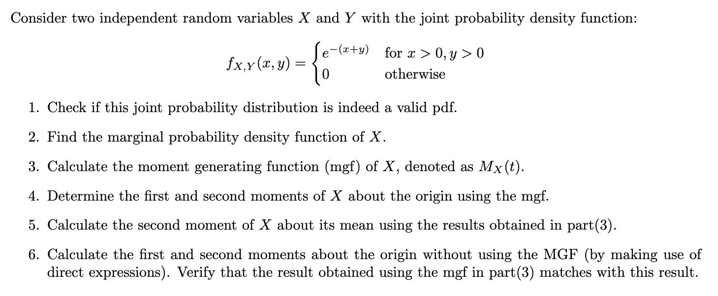 Solved Consider Two Independent Random Variables X And Y 