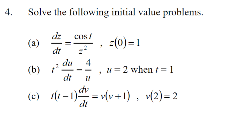 Solved Solve the following initial value problems. (a) | Chegg.com
