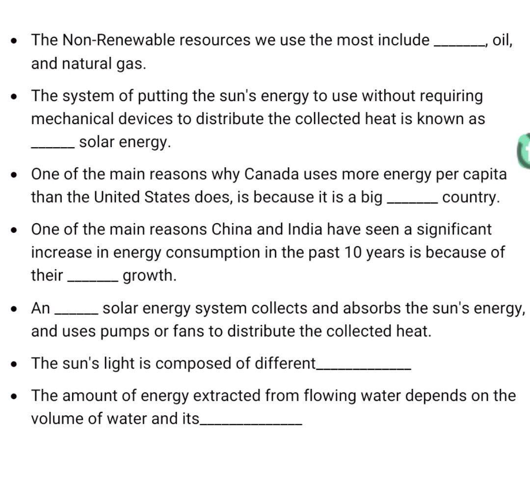 Solved • The Non-Renewable resources we use the most include | Chegg.com