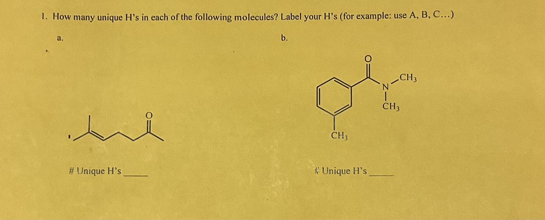 Solved 1. How many unique H's in each of the following | Chegg.com Solved 1. How many unique H's in each of the following | Chegg.com